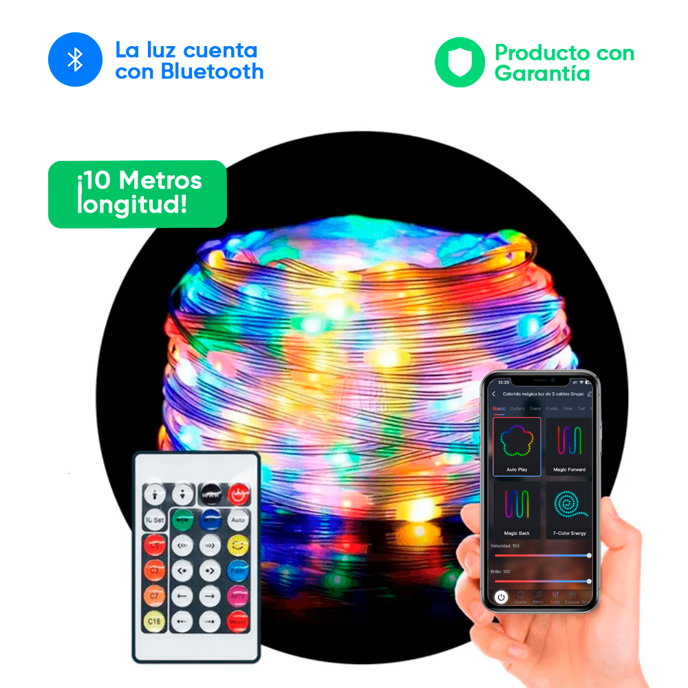 Luces LED RGB con Bluetooth a prueba de agua - 10 metros – Productos ...